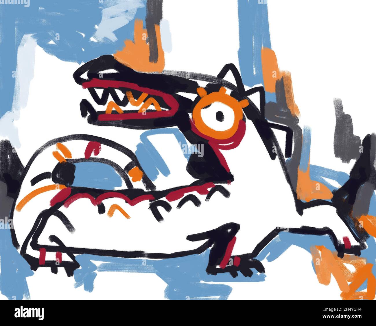 Cute Animal Dinosaur modern painting with Basquiat and post ...