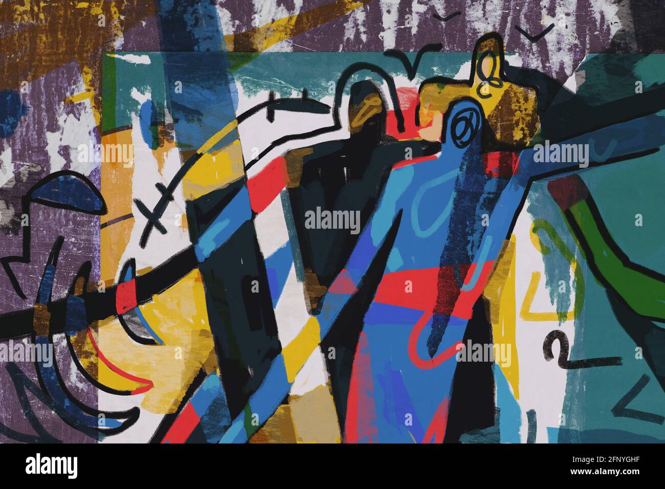 Colorful street art abstract modern expressionism, neoplasticism and ...