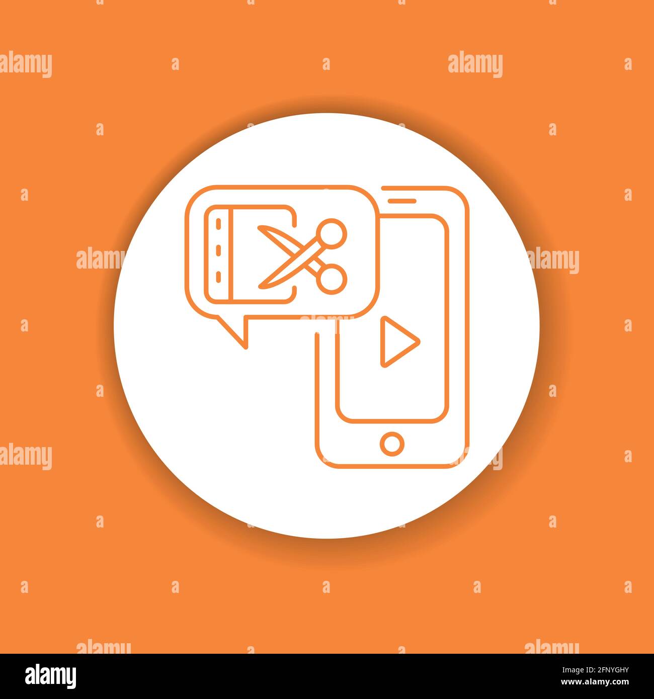 Video editor mobile application in smartphone black glyph icon ...