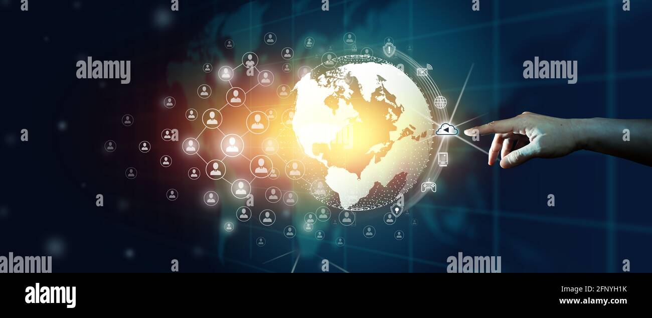 Businessman Leading the global world business community of network ...