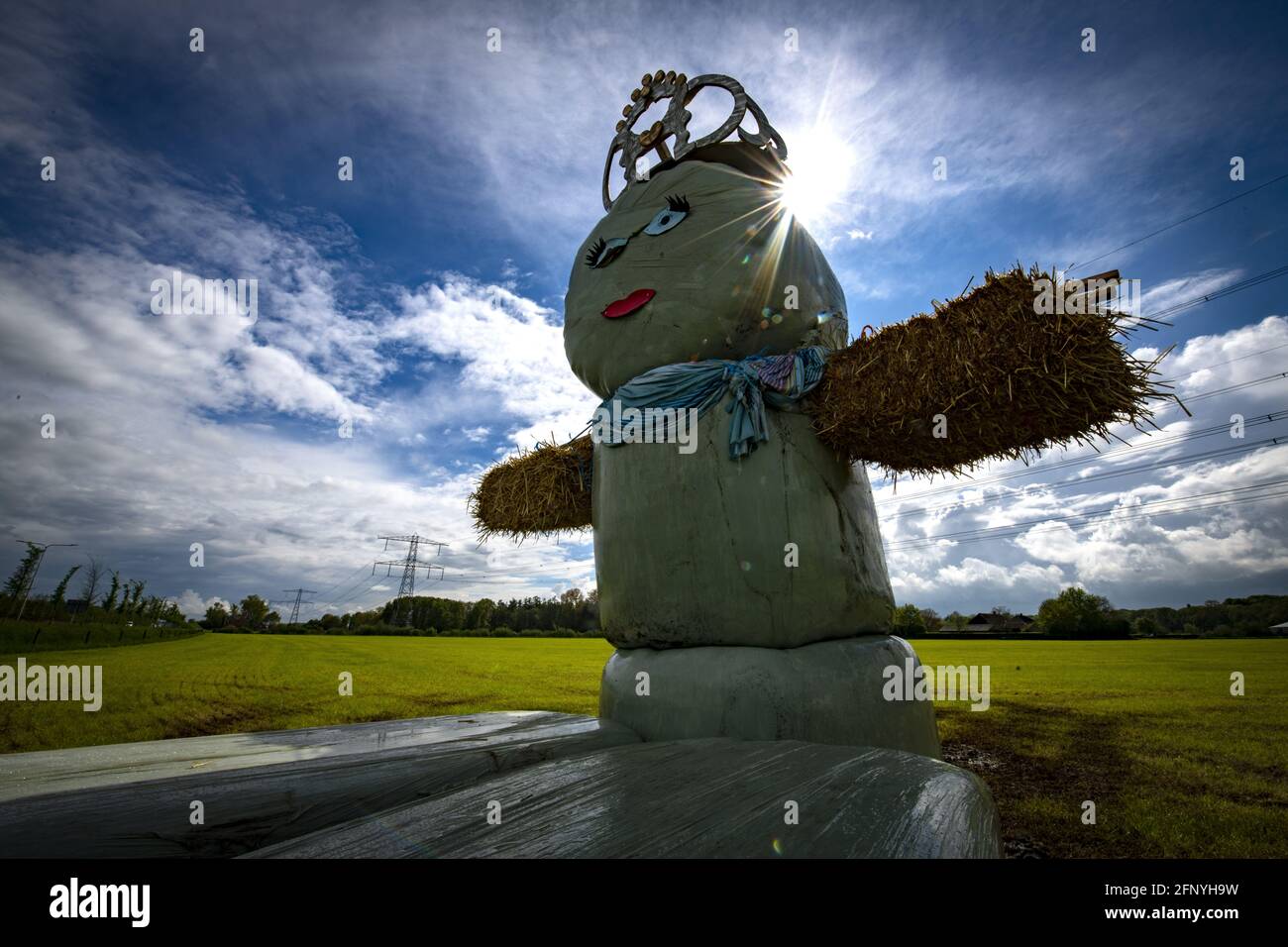 ZUTPHEN - 17-05-2021. Photo of Sara doll made of straw bales for Maxima ...