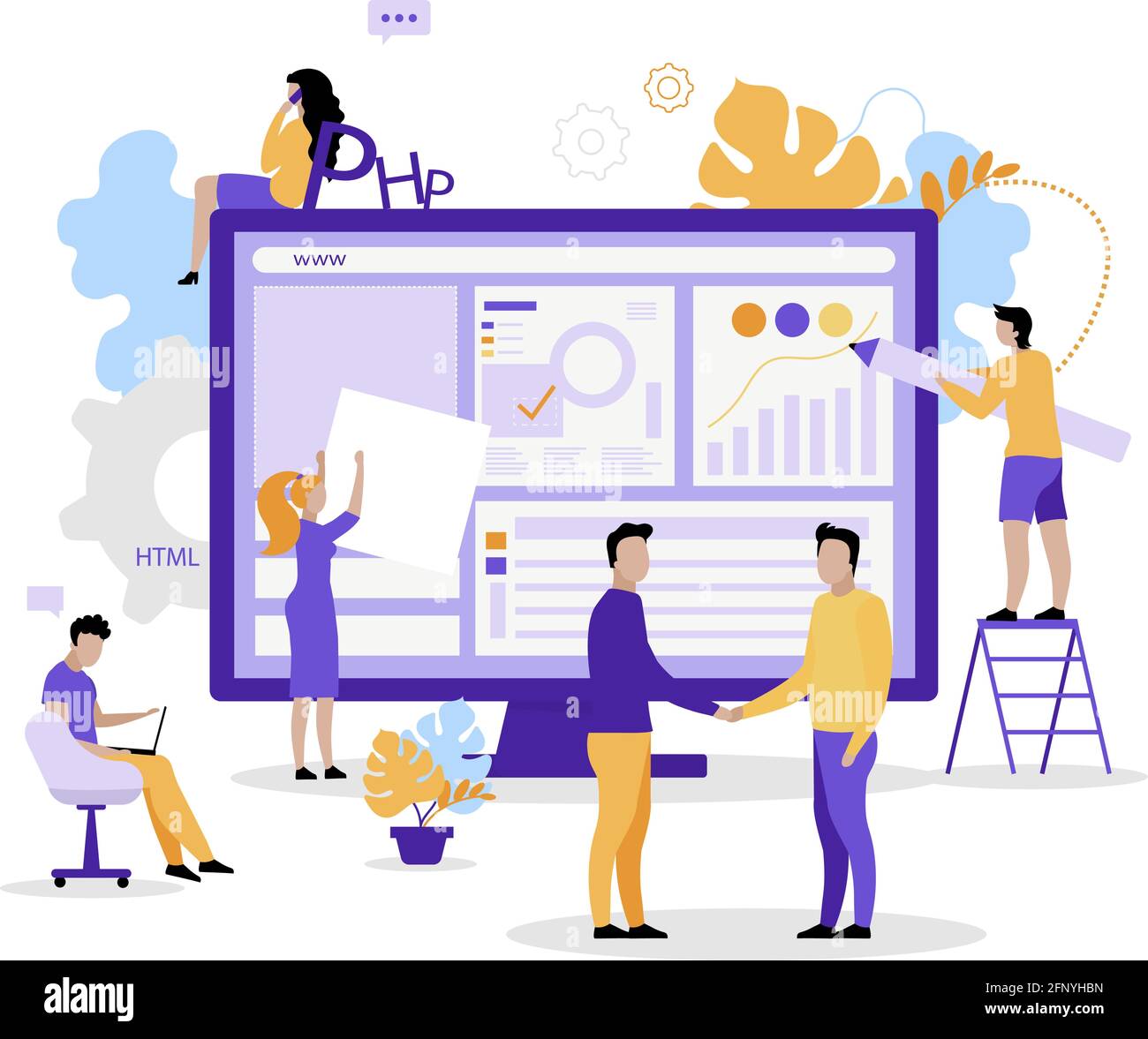 Network building metaphor Stock Vector Images - Alamy