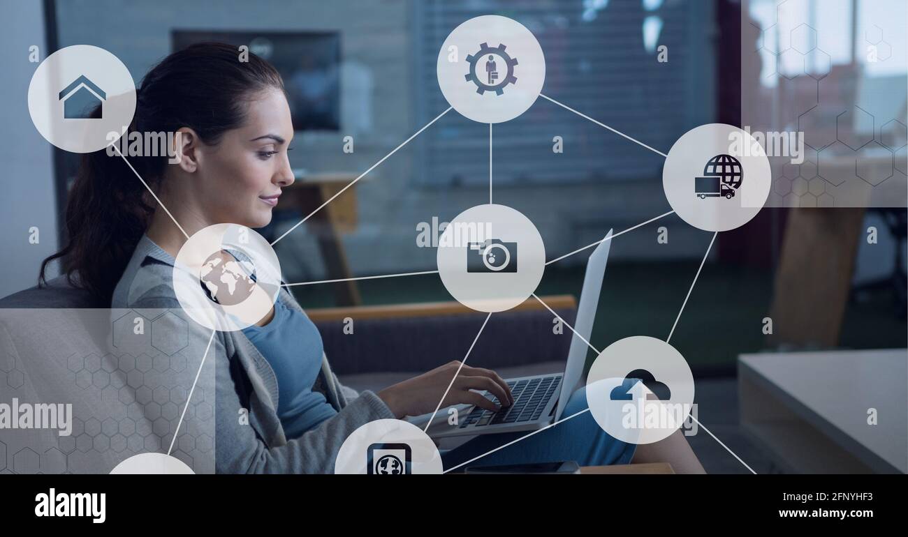 Animation digital icons network connections hi-res stock photography ...