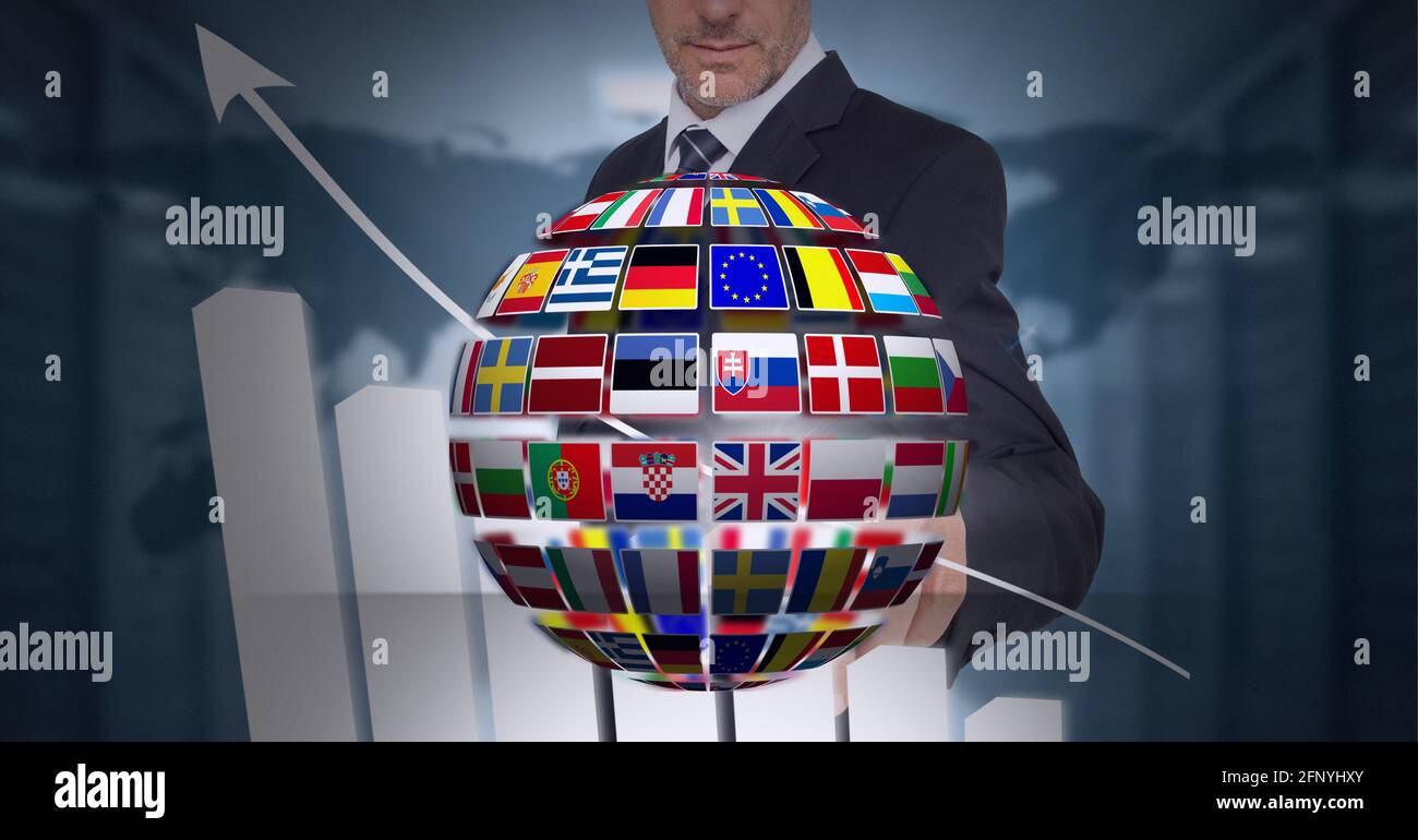World map with national flags hi-res stock photography and images - Alamy