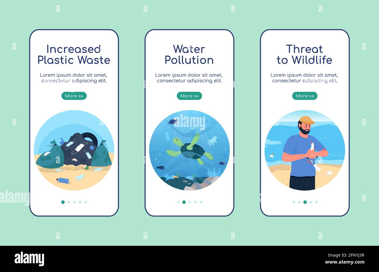 Environmental pollution onboarding mobile app screen flat vector ...