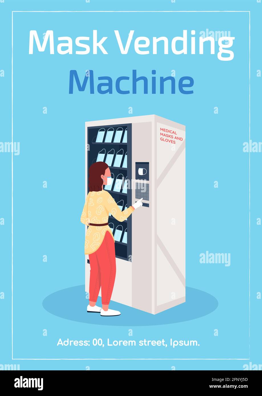 Masks vending machine poster flat vector template Stock Vector Image ...