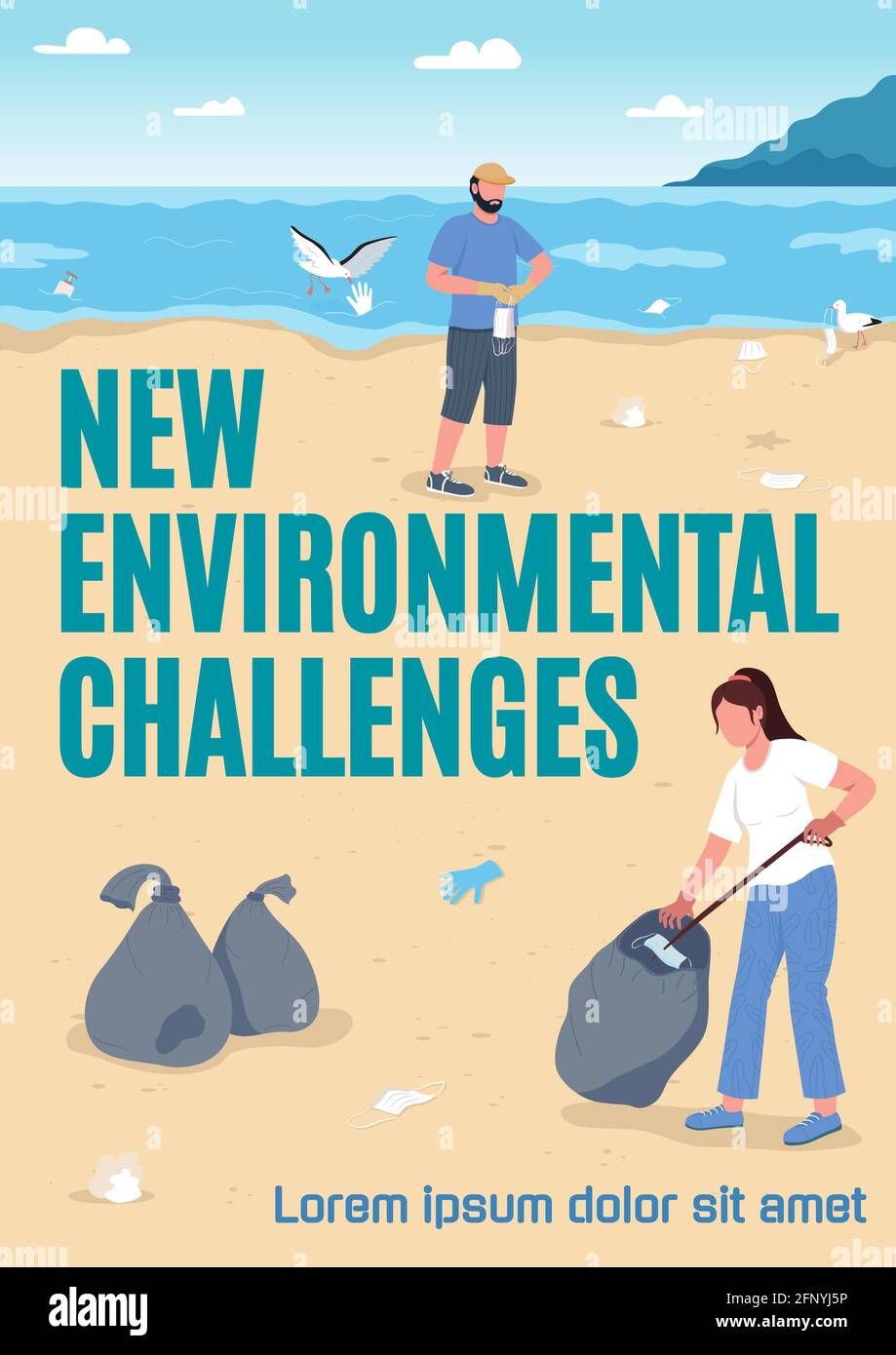 New environmental challenges poster flat vector template Stock Vector ...