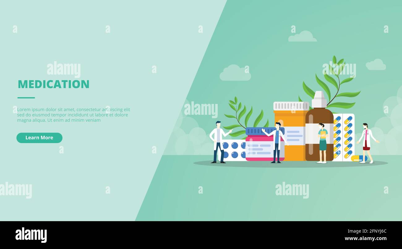 medication concept with various pills and bottle drugs for website ...