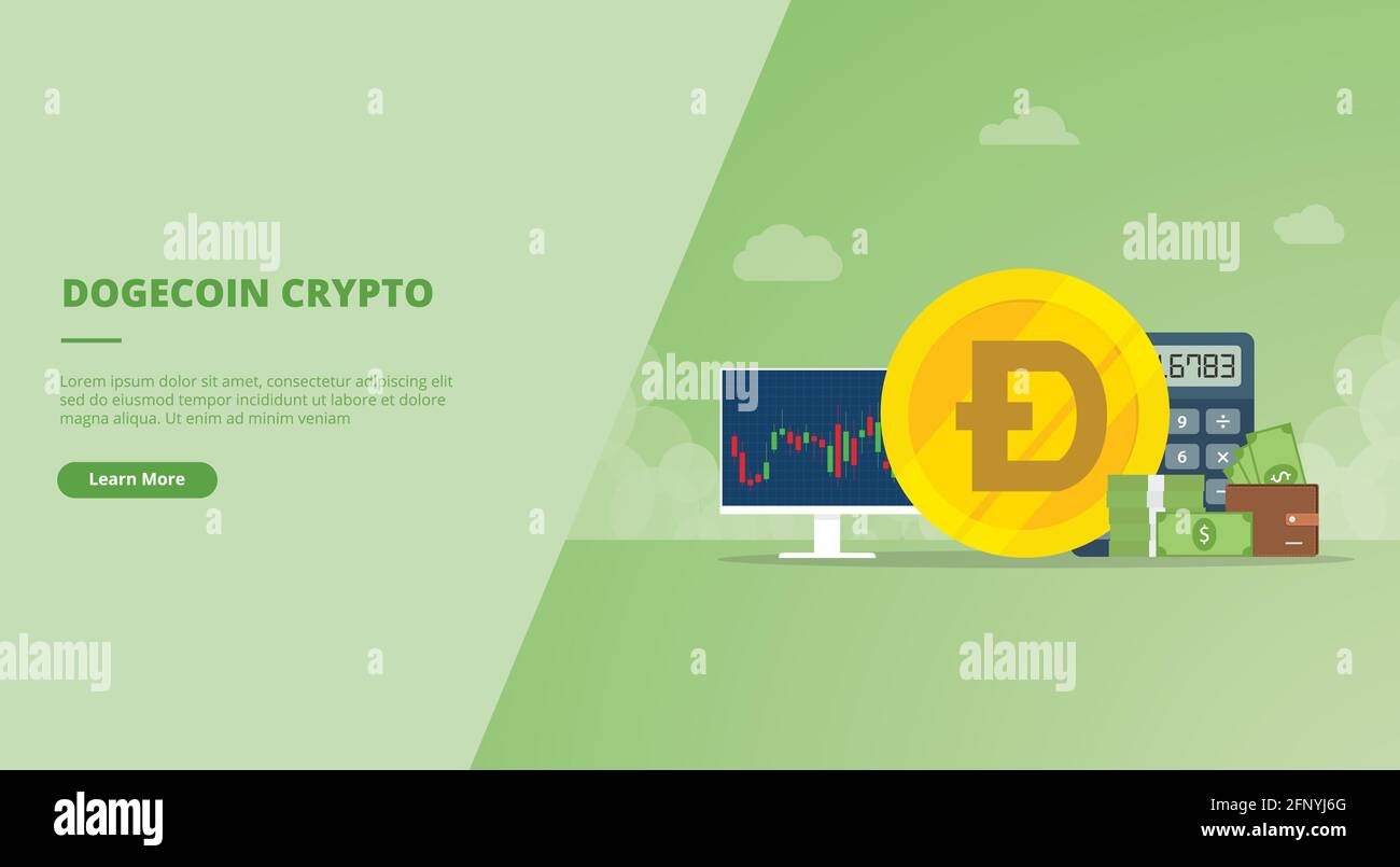 doge or dogecoin cryptocurrency for website design template banner or slide presentation cover ...