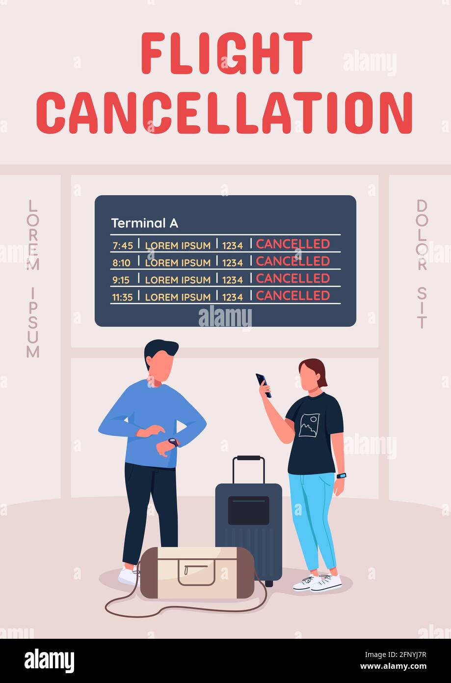 Flight cancellation poster flat vector template Stock Vector Image ...