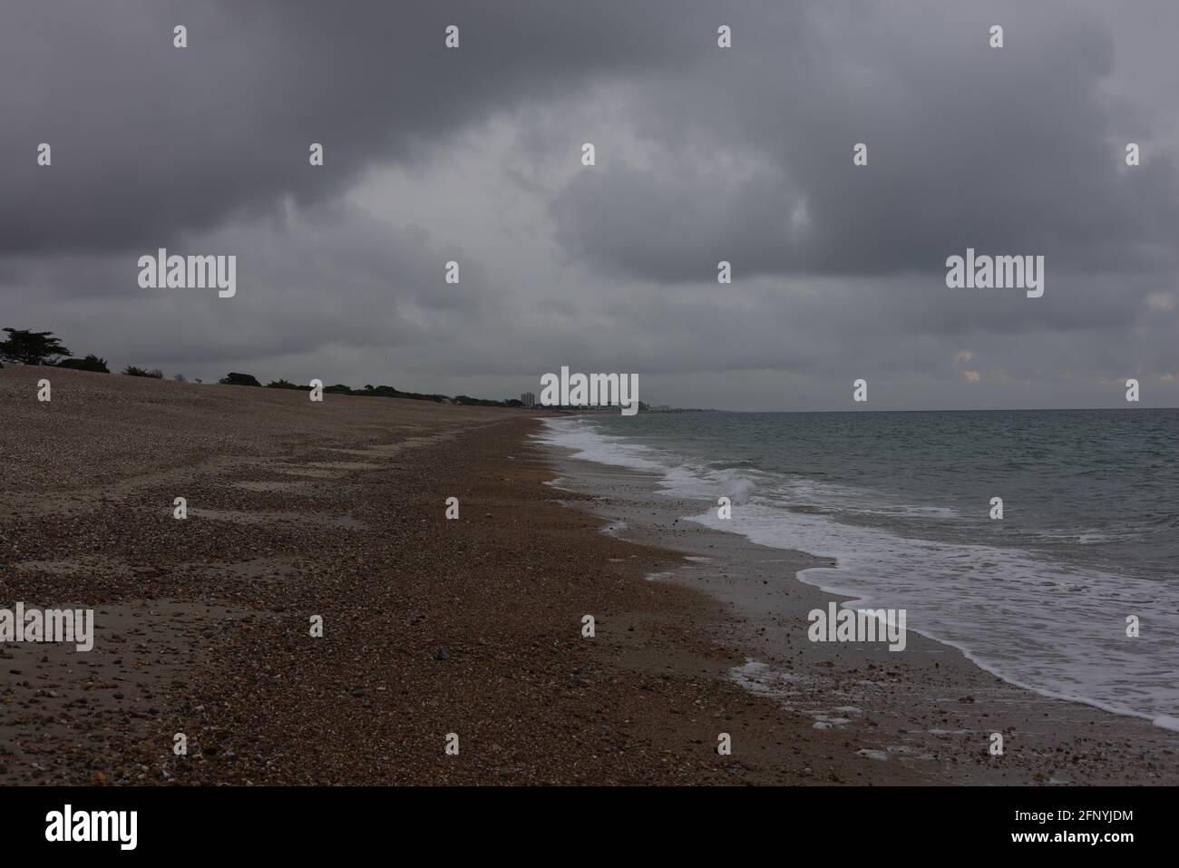 Sea and beach landscape from Aldwick beach towards Bognor Regis Stock ...