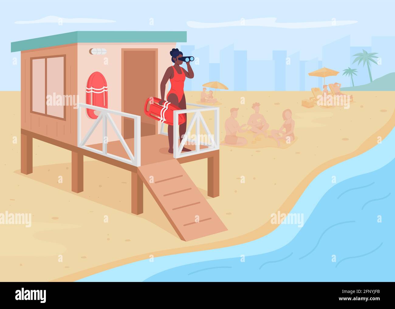 Lifeguard flat color vector illustration Stock Vector Image & Art - Alamy