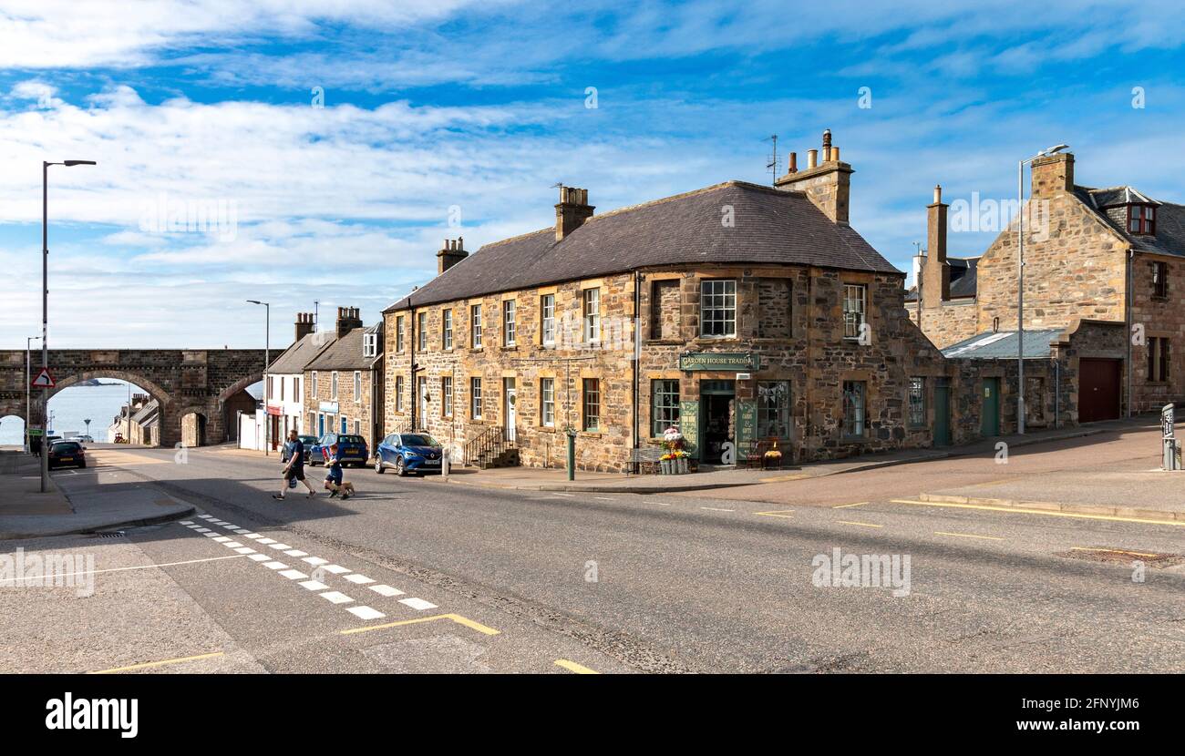 CULLEN TOWN MORAY SCOTLAND LOOKING DOWN SEAFIELD STREET TOWARDS GARDEN ...