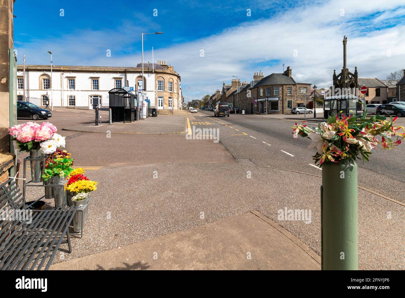 CULLEN TOWN MORAY SCOTLAND LOOKING UP SEAFIELD STREET TOWARDS TOURIST ...