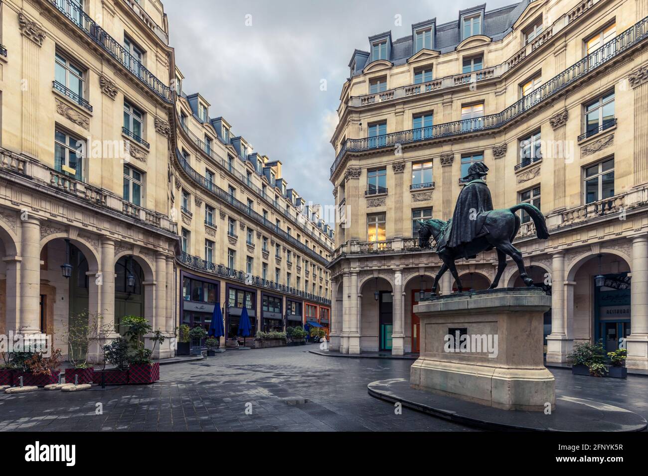 Paris, France - January 28, 2021: Place Edouard VII. Square named after ...