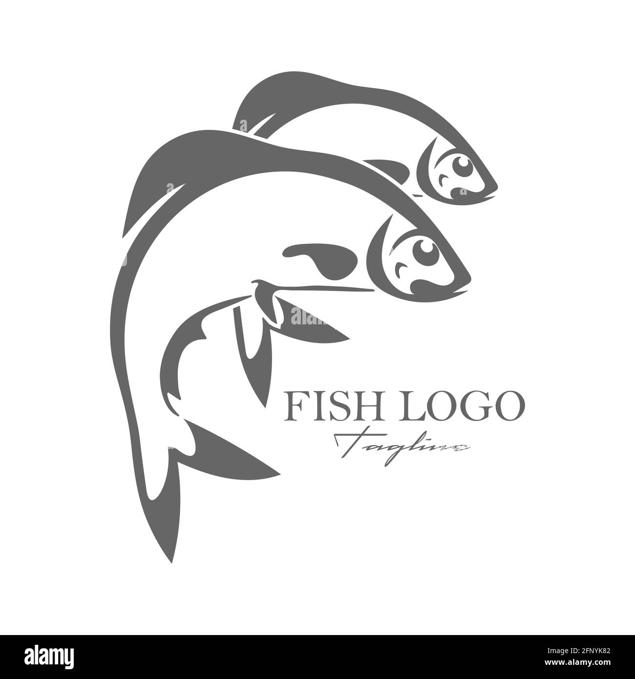 Simple vector fish icon for logo, sticker, brand, or scrapbooking. Flat ...