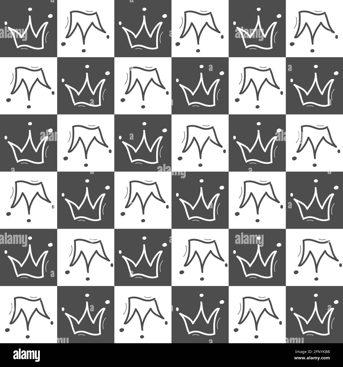 Seamless crown pattern on white and black square for texture, textiles ...