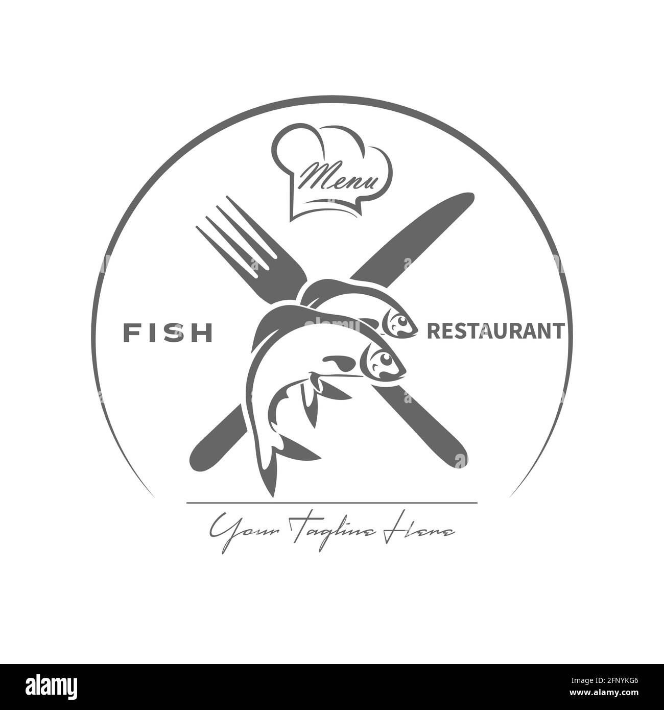 Template for the logo of a fish restaurant. Sample for a sticker or ...