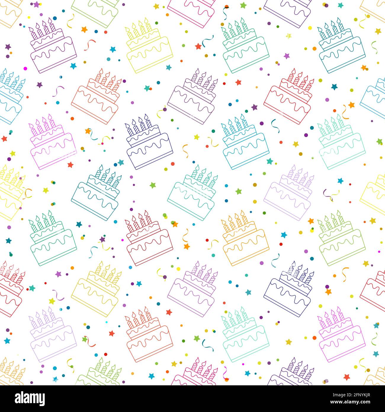 Seamless pattern of birthday cakes with candles for texture, textiles ...