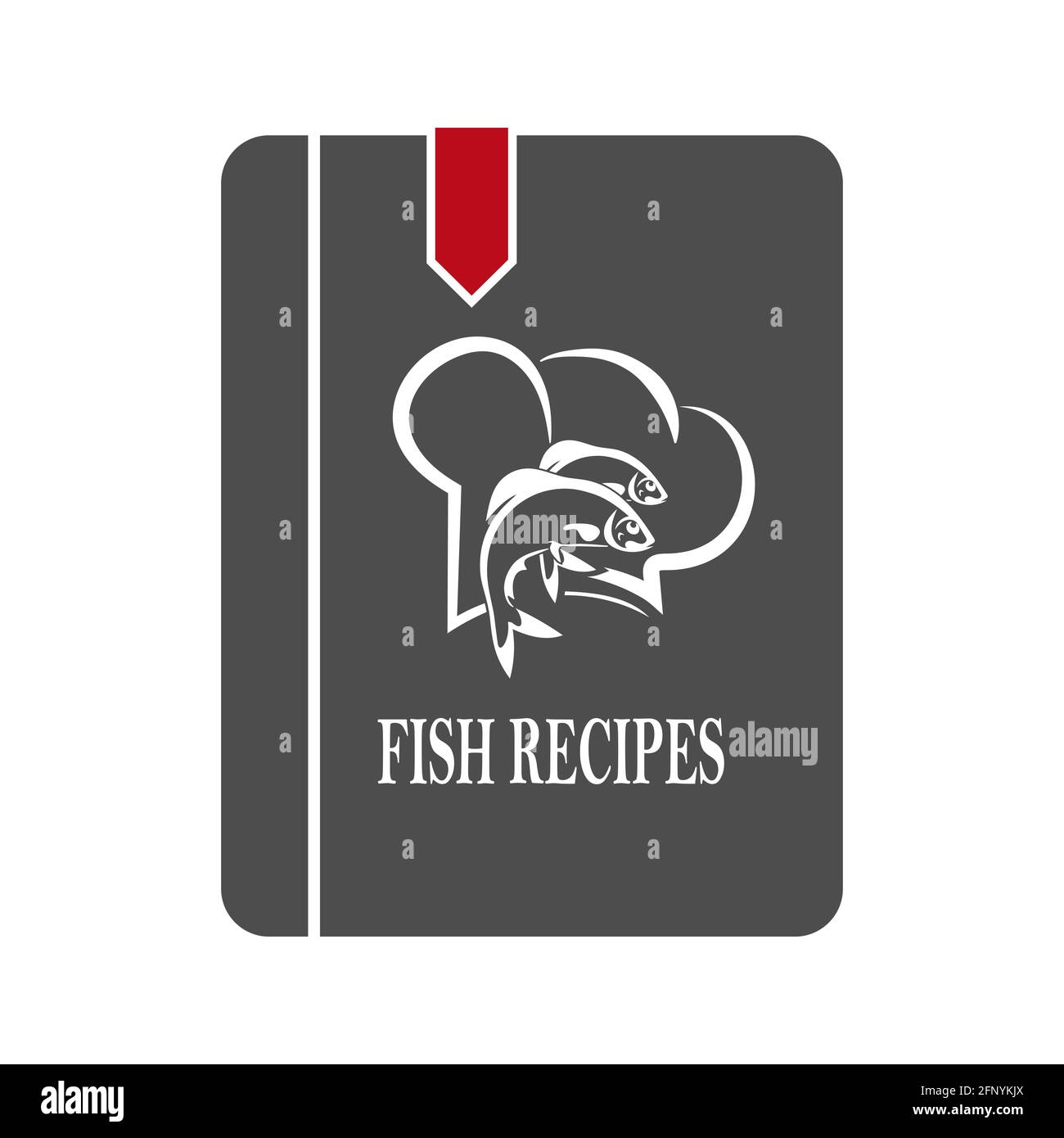 Simple vector icon of a book with fish recipes. Flat Style Stock Vector ...