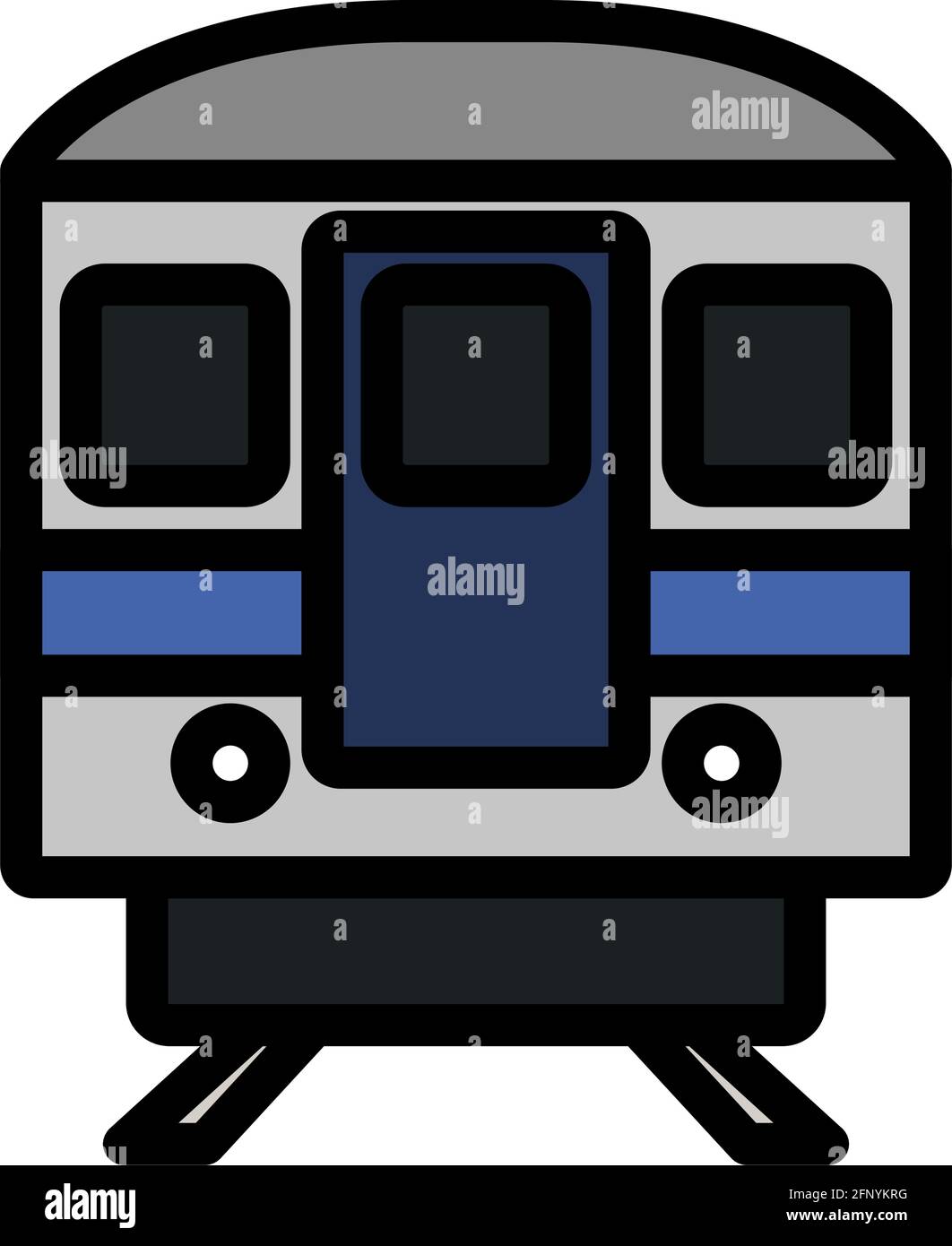 Subway Train Icon. Editable Bold Outline With Color Fill Design. Vector ...