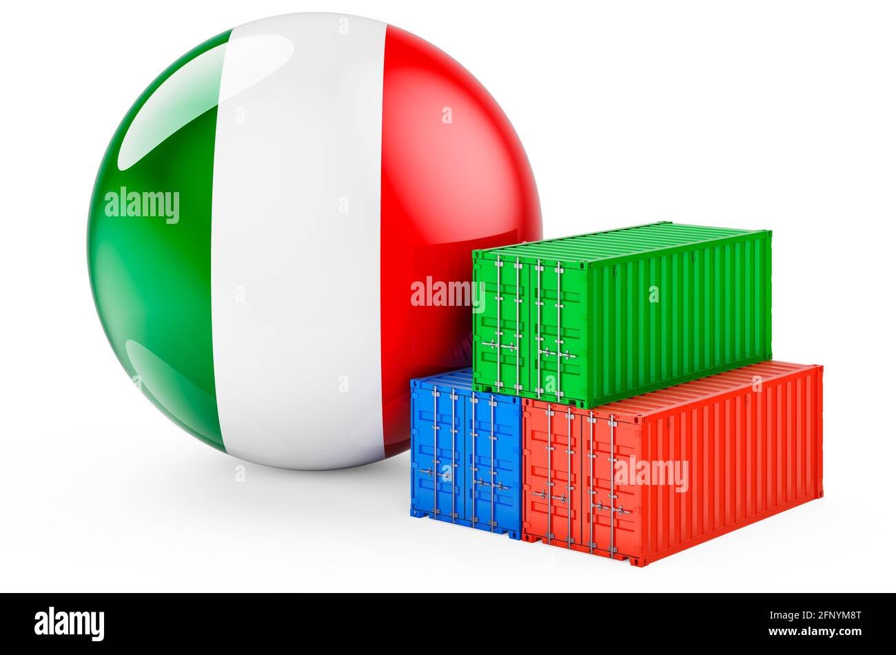 Cargo containers with Italian flag. Freight shipping in Italy, 3D ...
