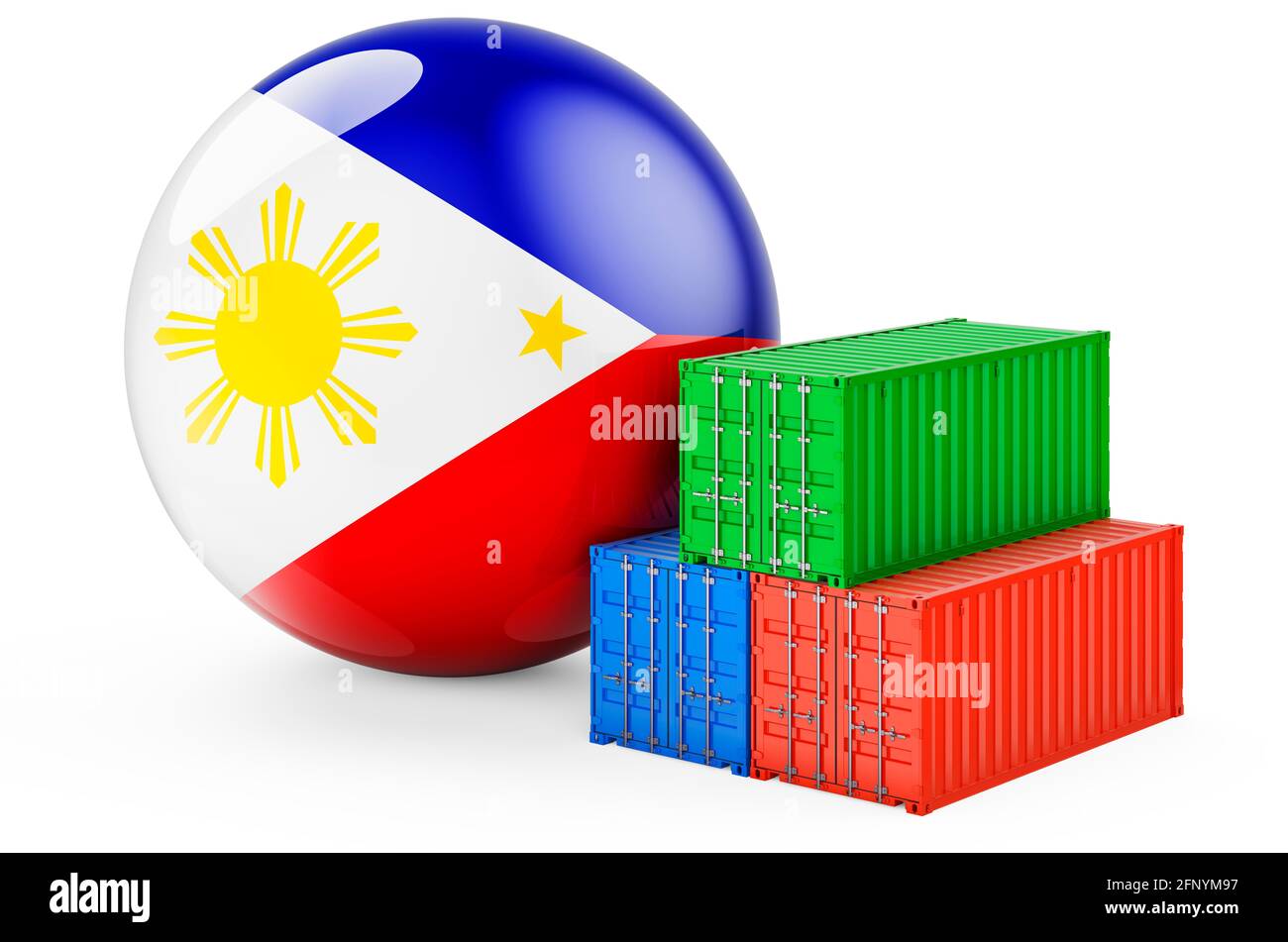 Cargo containers with Filipino flag. Freight shipping in Philippines ...