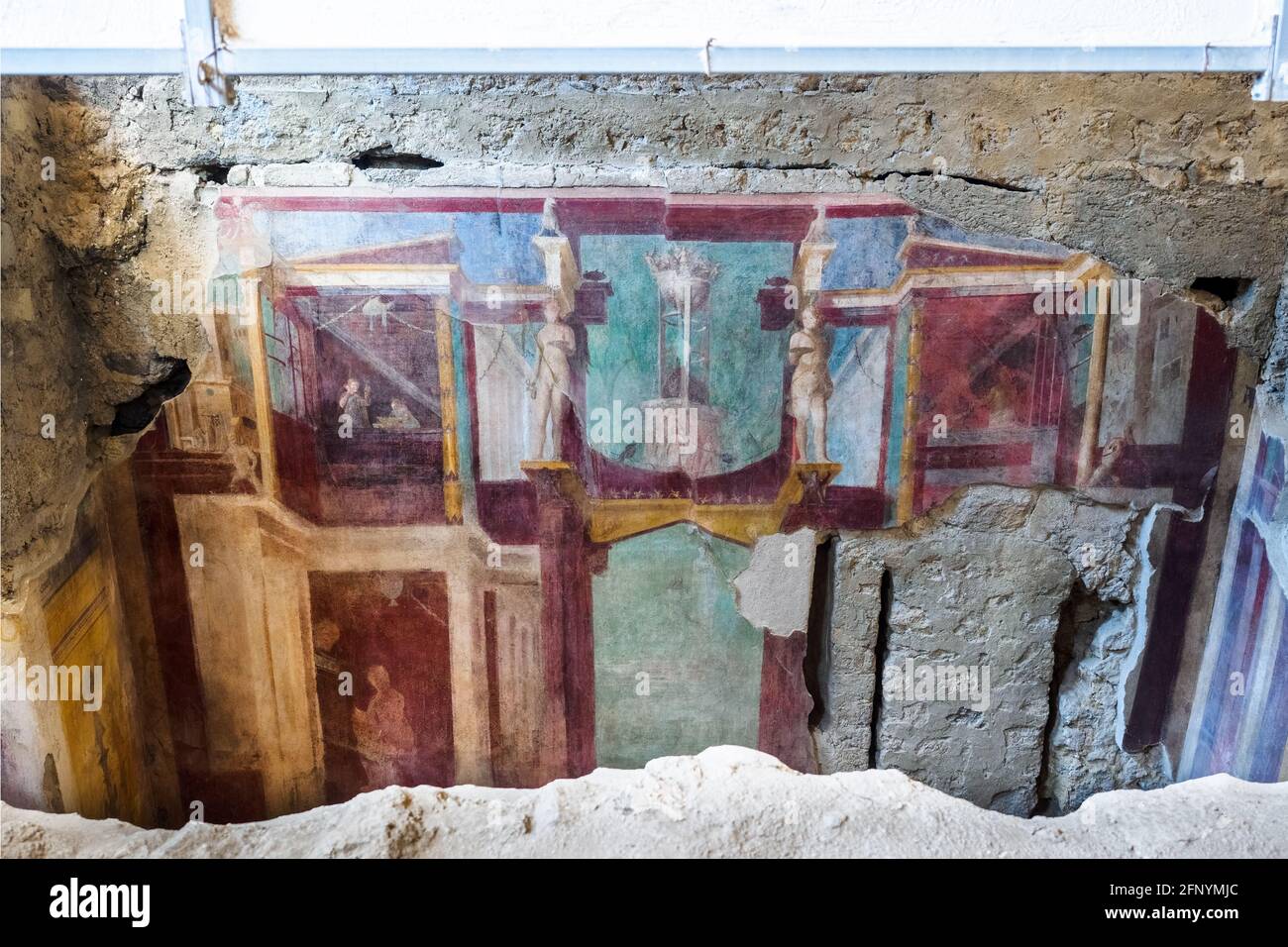 North wall of the frigidarium frescoes in the House of the ...