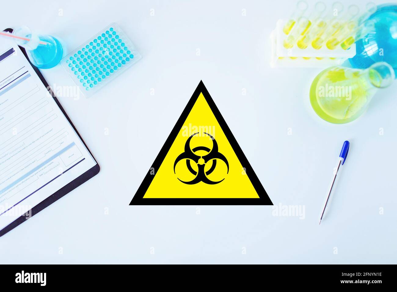 biohazard caution sign in scientific laboratory Stock Photo - Alamy