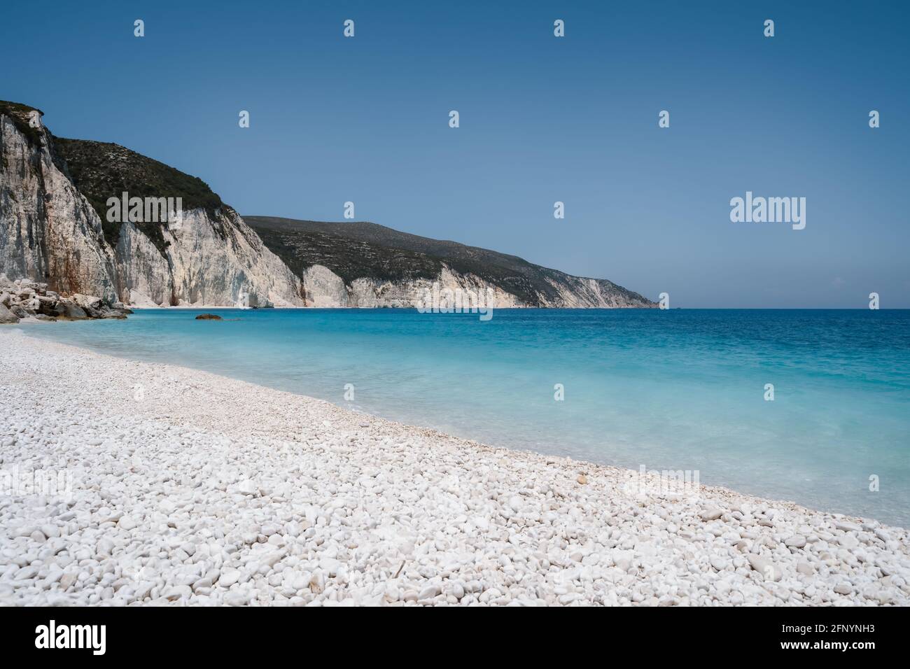 Remote and hidden Fteri beach in Keflaonia Island, Greece, Europe Stock ...