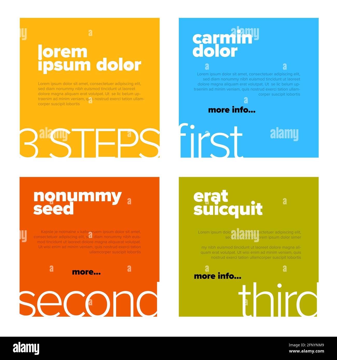 Four content color squares for various steps, tips or options ...