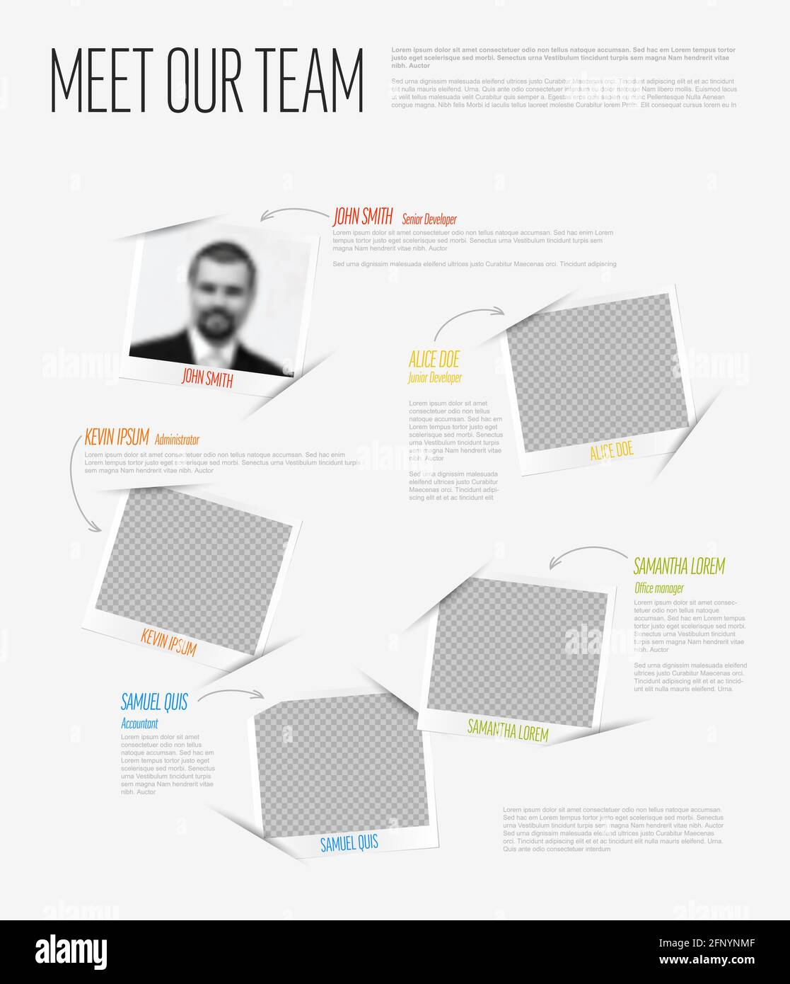 Company team light presentation template with team profile photos ...