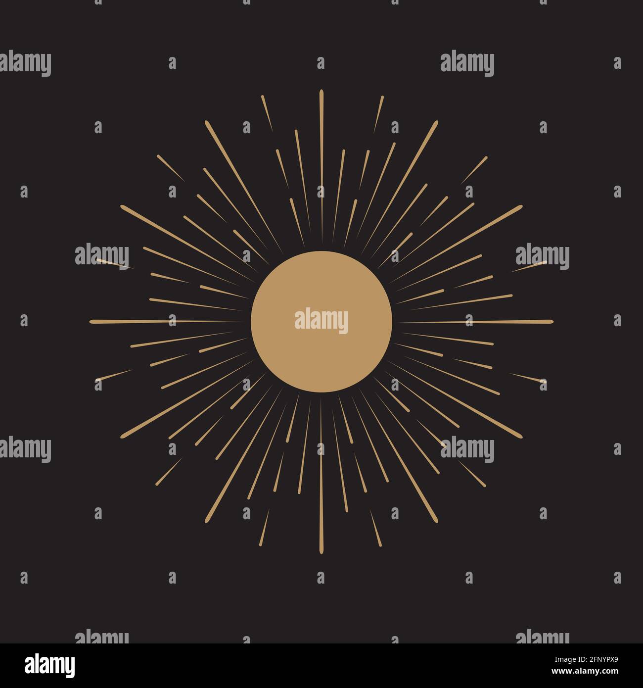 Vintage illustration of the sun. Rays. Design Element. Vector on black ...