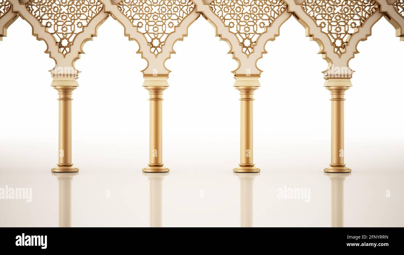 Islamic architectural detail isolated on white background. 3D ...