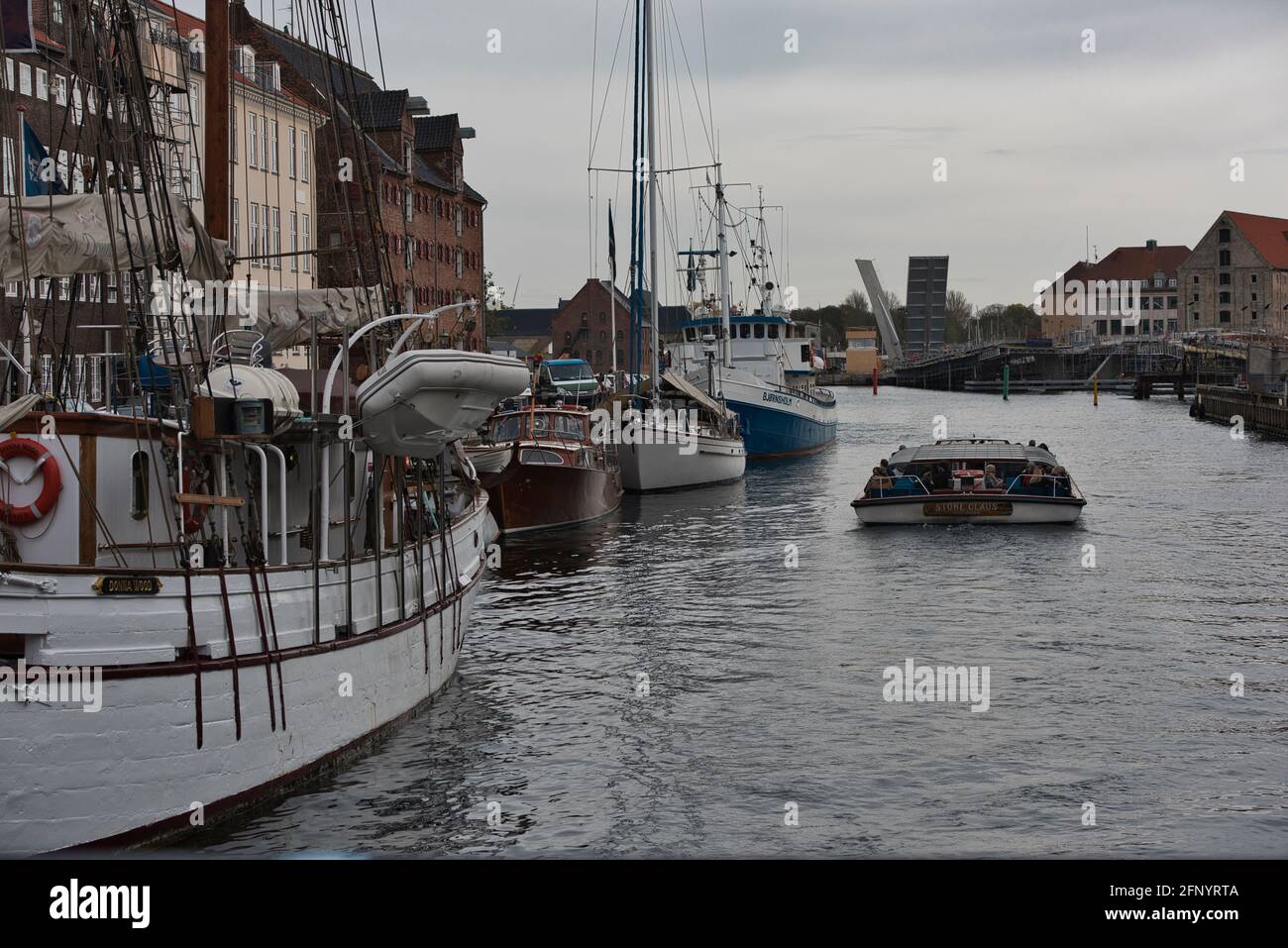 Copenhagen, Denmark - Juli 1, 2020 Street view of the colorful building ...