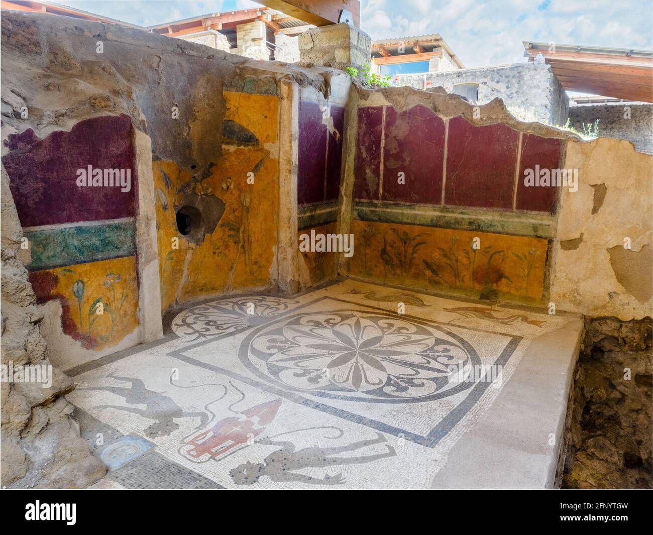 Fresco decorated walls in the House of the Cryptoporticus (Casa del ...