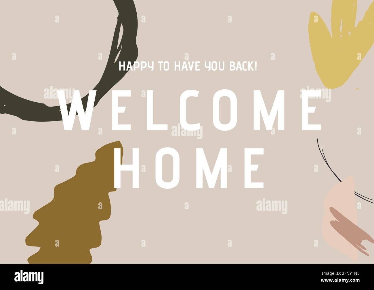 Composition of welcome home text with abstract shapes on beige ...