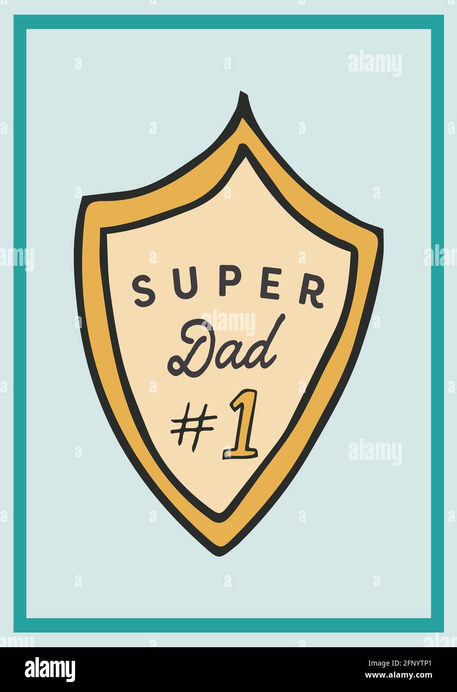 Composition of super dad text on badge over green background Stock ...