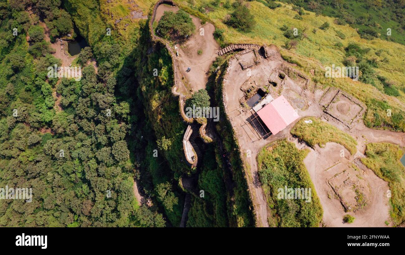 Aerial shot, Tikona Fort, Maharashtra, India Stock Photo - Alamy