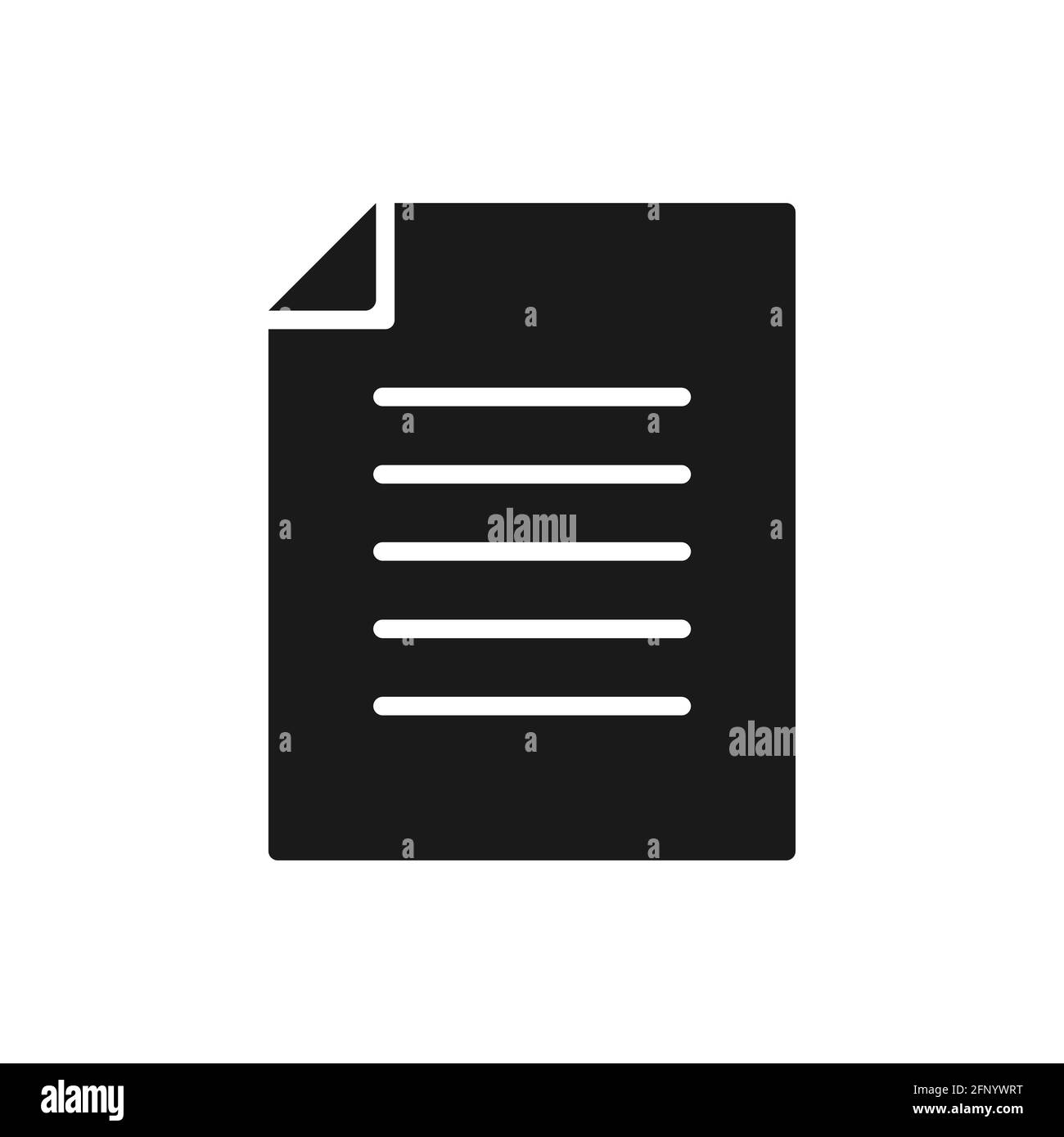 Document icon. Paper silhouette symbol. Contract file. Vector illustration isolated on white ...