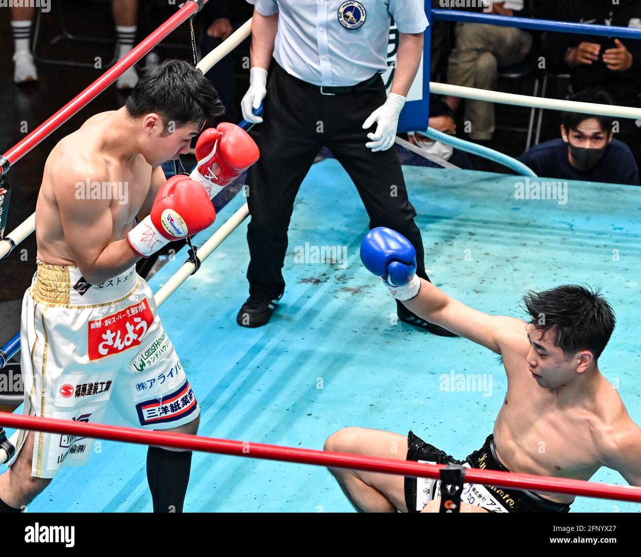 Tokyo, Japan. 19th May, 2021. (L-R) Kazuto Takesako, Riku Kunimoto ...
