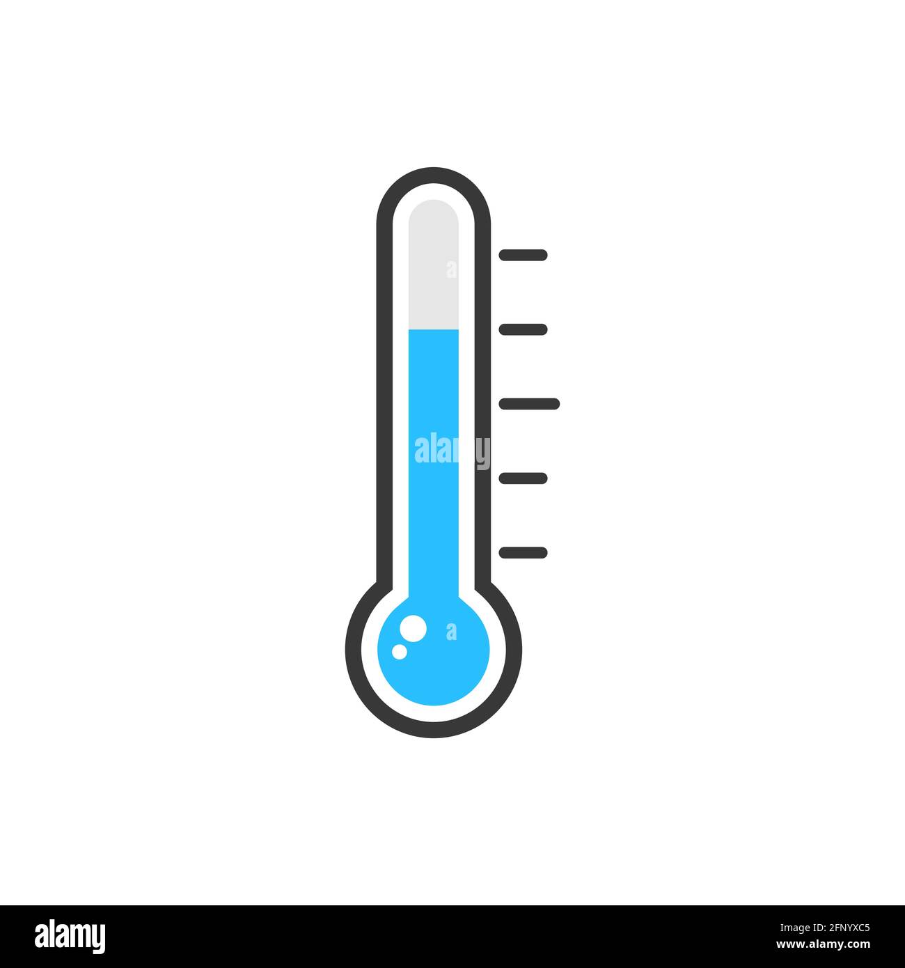Thermometer icon. Measurement instrument. Weather thermometer with blue ...