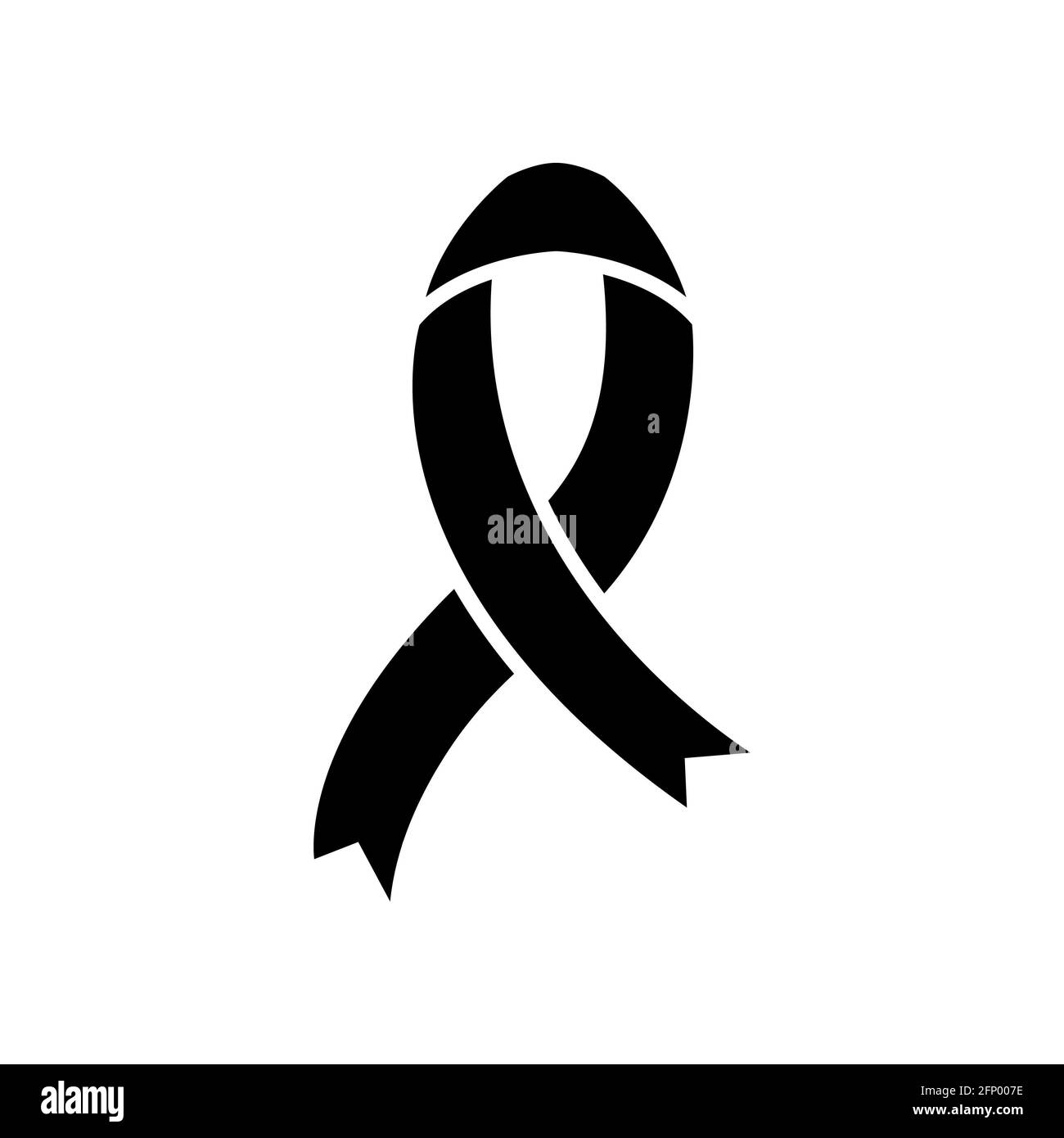 Mourning ribbon, Black awareness ribbon isolated on white background ...