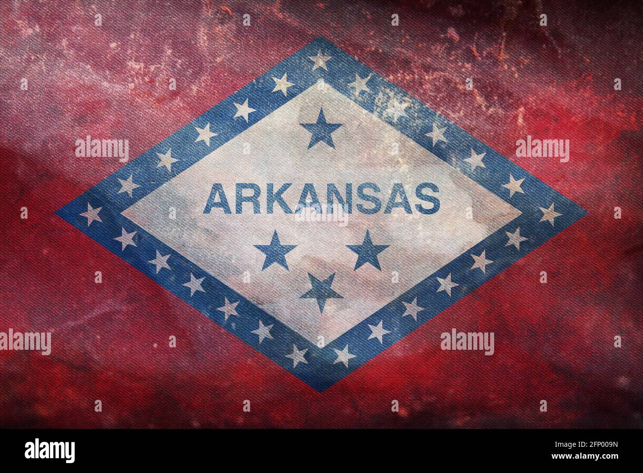 Top view of retro flag of Arkansas with grunge texture. Flag background ...