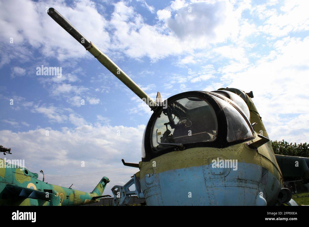 Cockpit Of War Helicopter Front View Stock Photo - Alamy