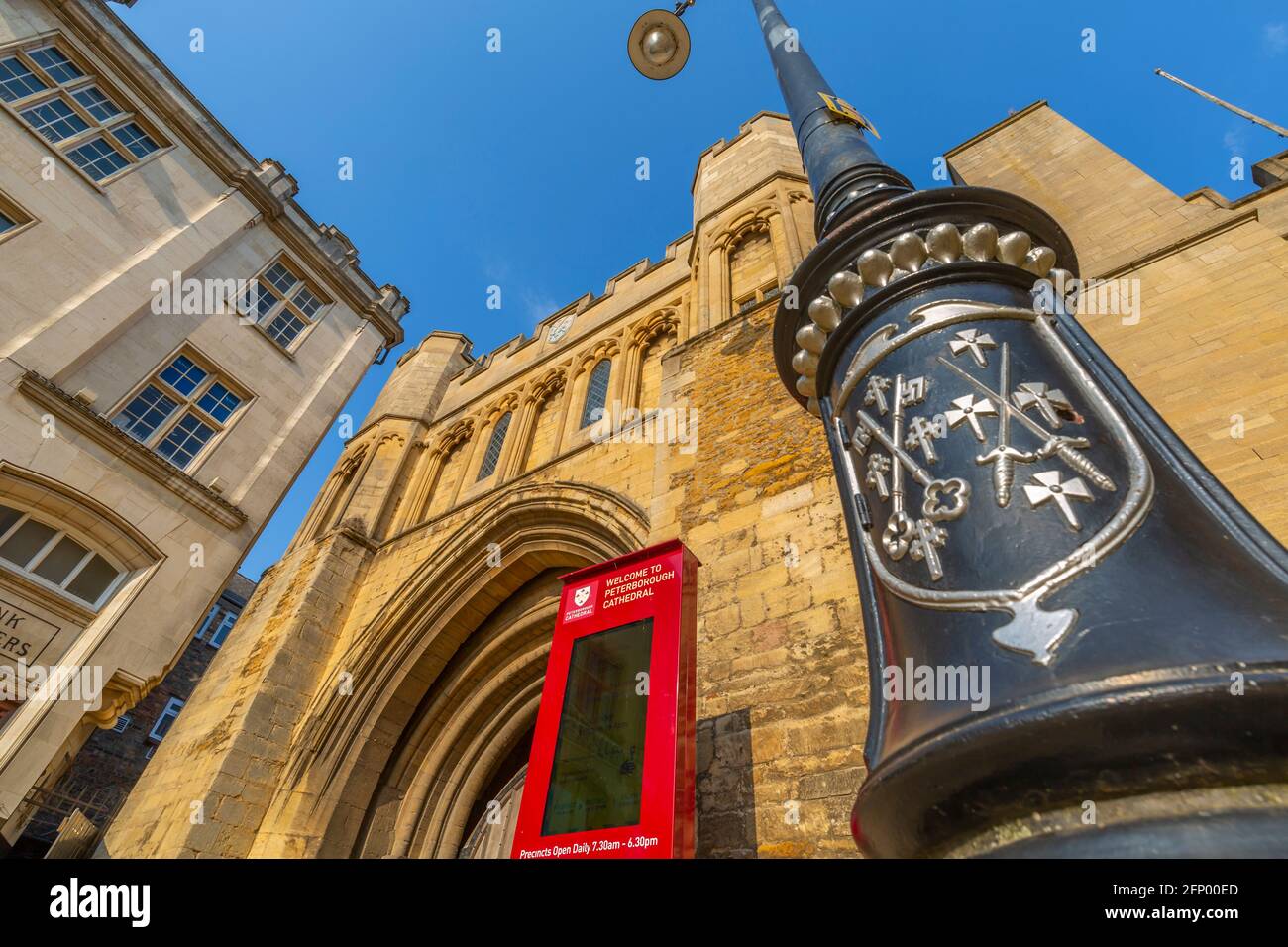 View of gate to Peterborough Cathedral from Bridge Street, Peterborough ...