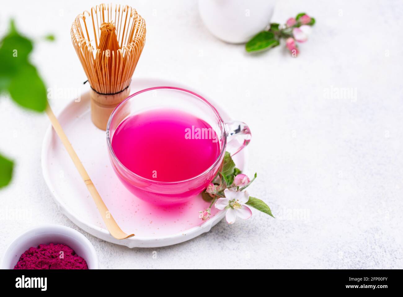 Pink matcha tea from dragon fruit Stock Photo - Alamy