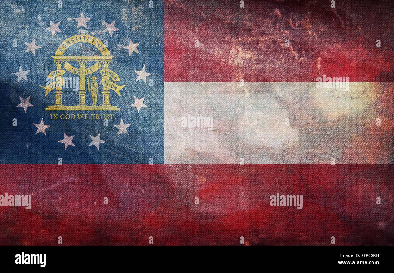 Top view of retro flag of Georgia with grunge texture. Flag background ...