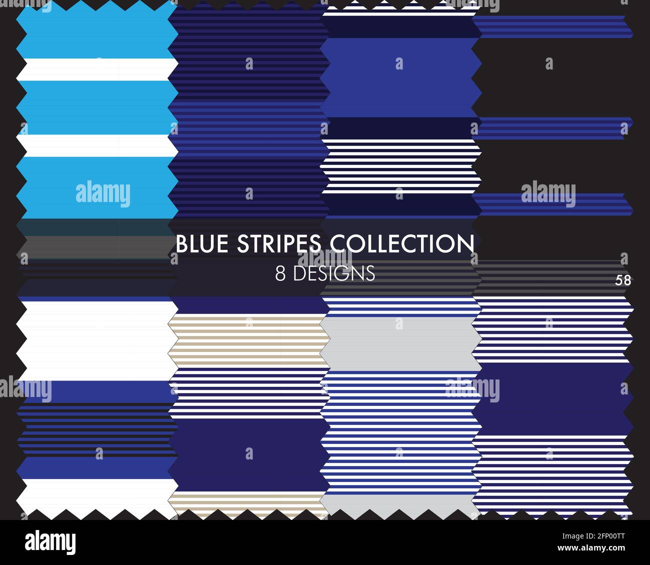 Striped seamless pattern collection includes 8 designs for fashion ...
