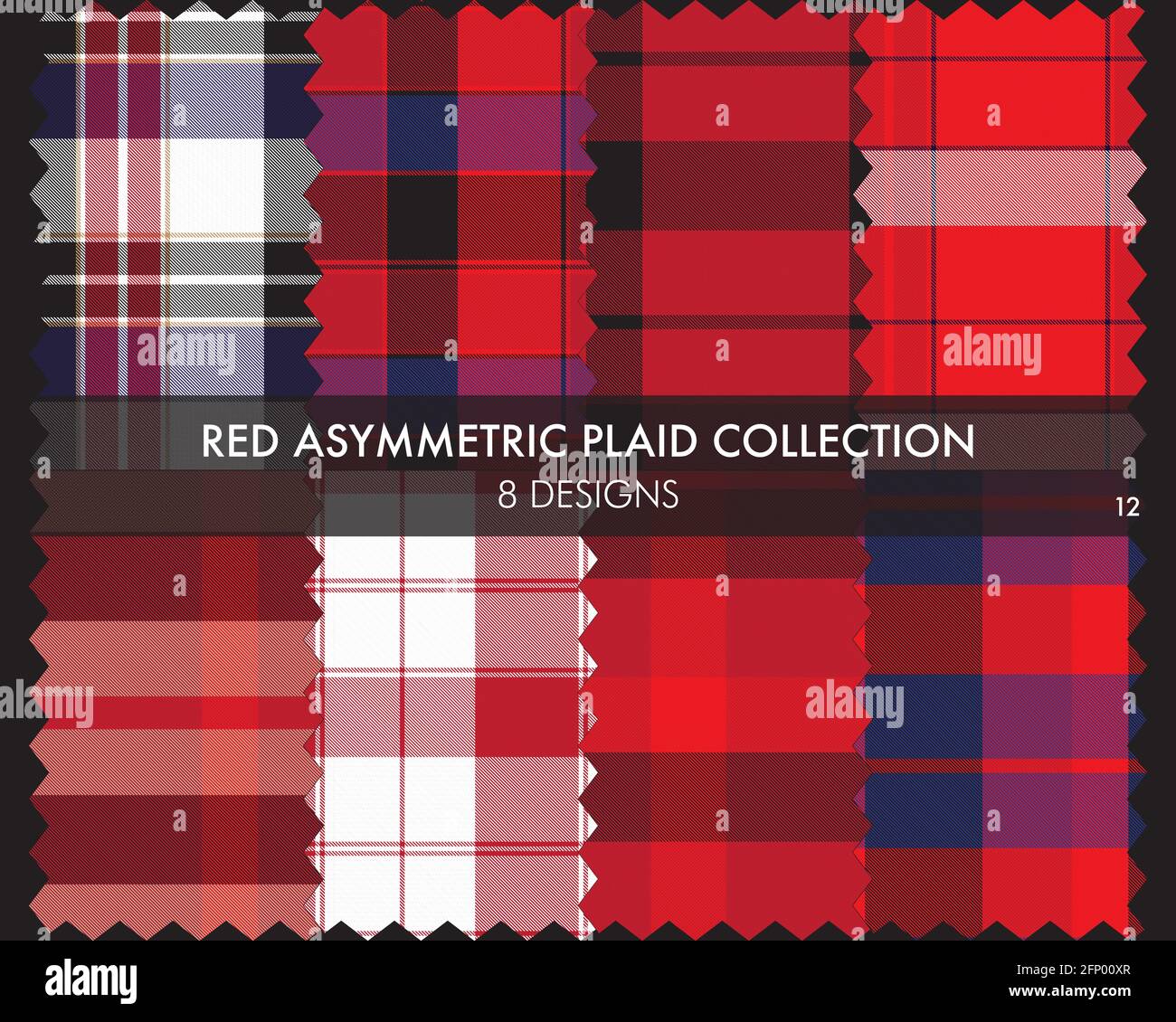Asymmetric Plaid seamless pattern collection includes 8 designs for ...